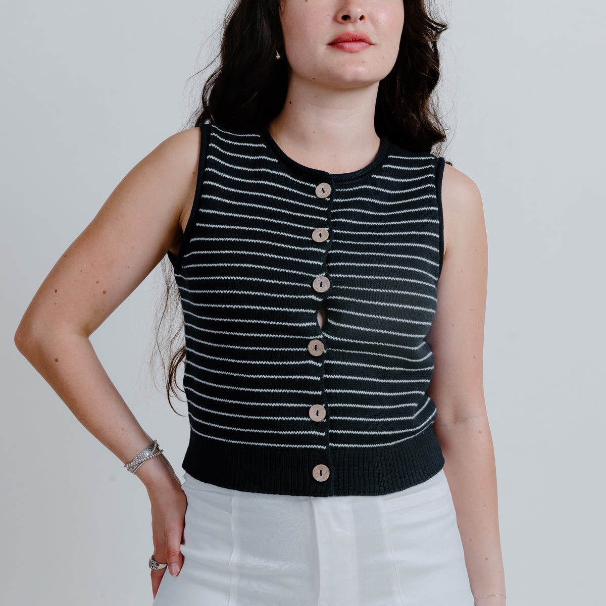 The Conklin Striped Top - Navy – Vinnie Louise